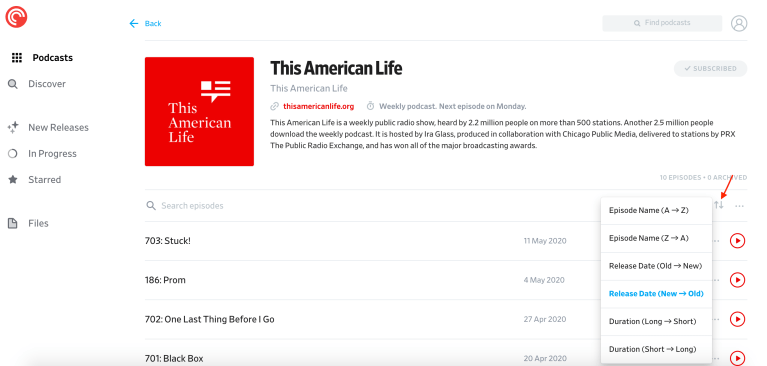 Sort Your Episodes – Pocket Casts Support